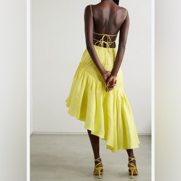 Rasario | Dresses | Rasario Asymmetric Pleated Linen Blend Dress Fr 38 ...